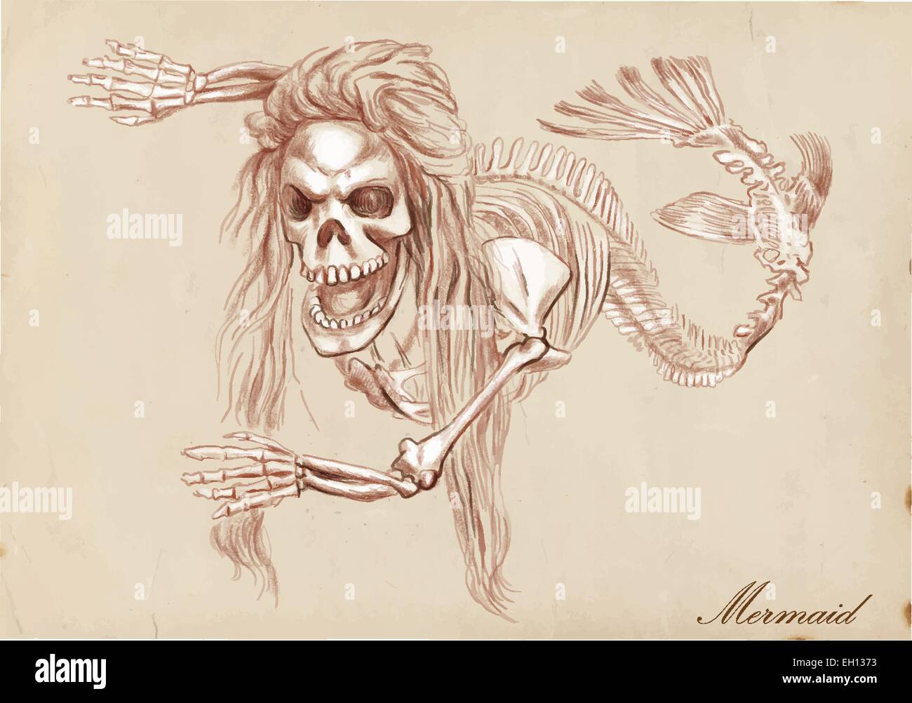 An hand drawn vector illustration. Series of legendary animals and ...