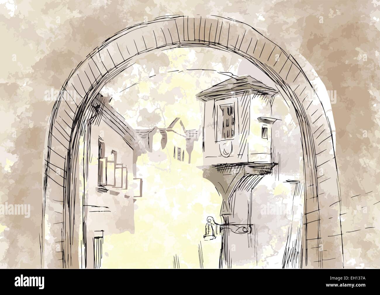 Passage between building Stock Vector Images - Alamy