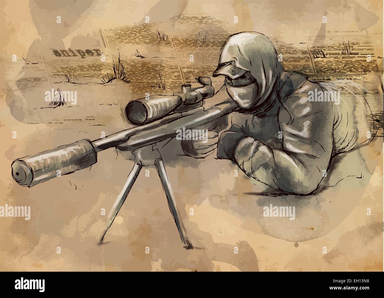 An hand drawn (converted) vector illustration - Shooter (Sniper Stock Vector Image & Art - Alamy
