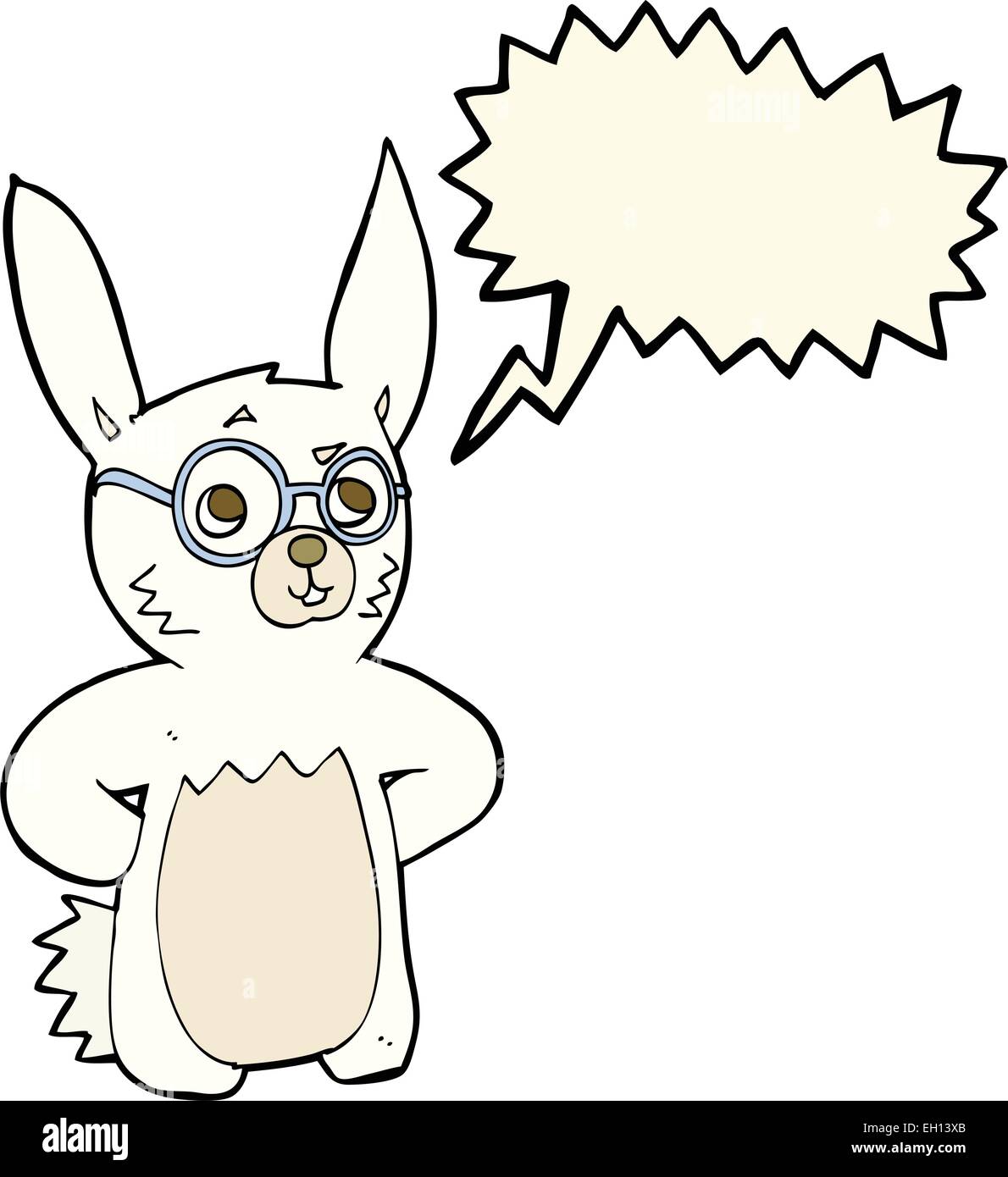 cartoon rabbit wearing spectacles with speech bubble Stock Vector Image ...