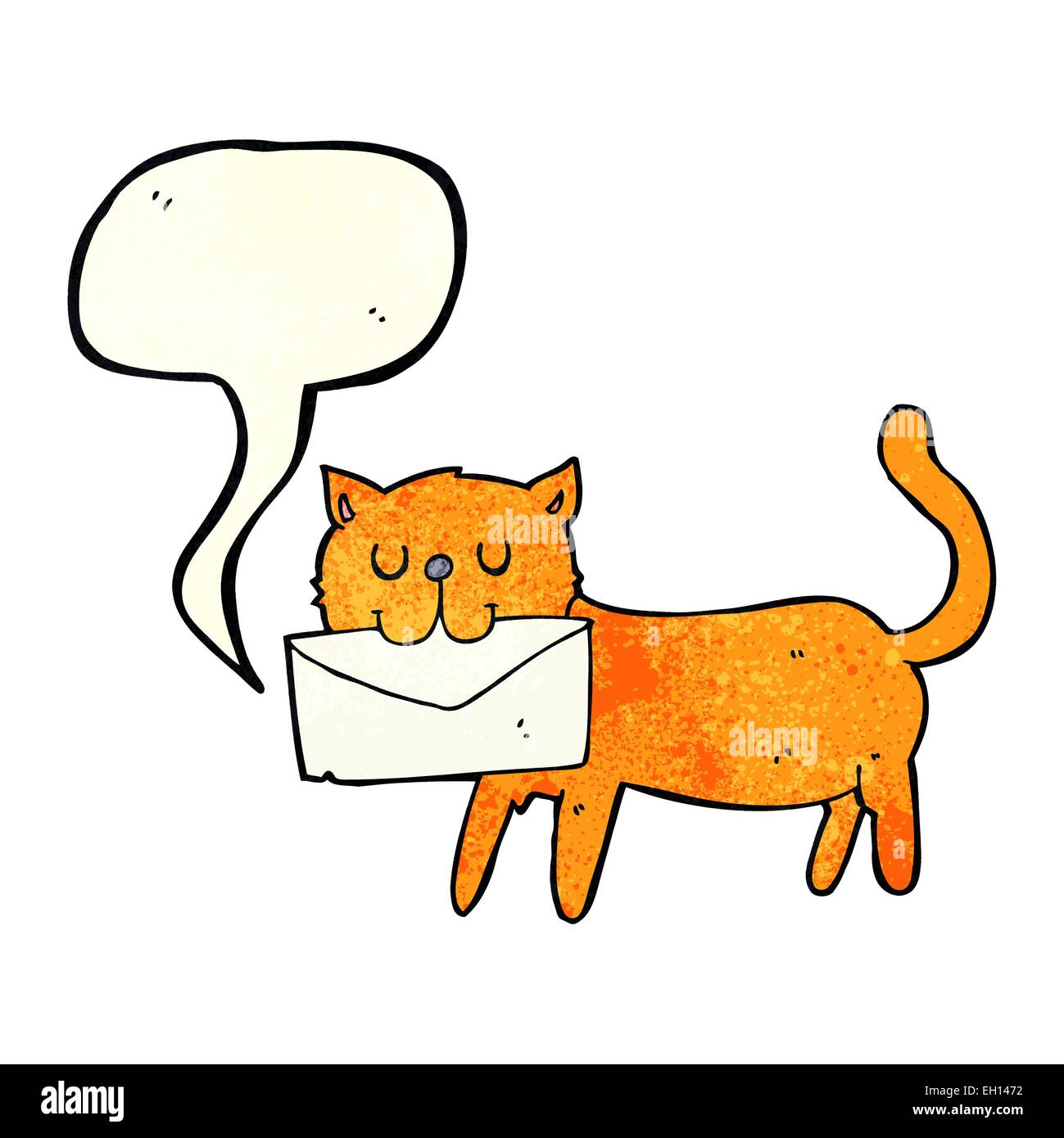 cartoon cat carrying letter with speech bubble Stock Vector Image & Art ...