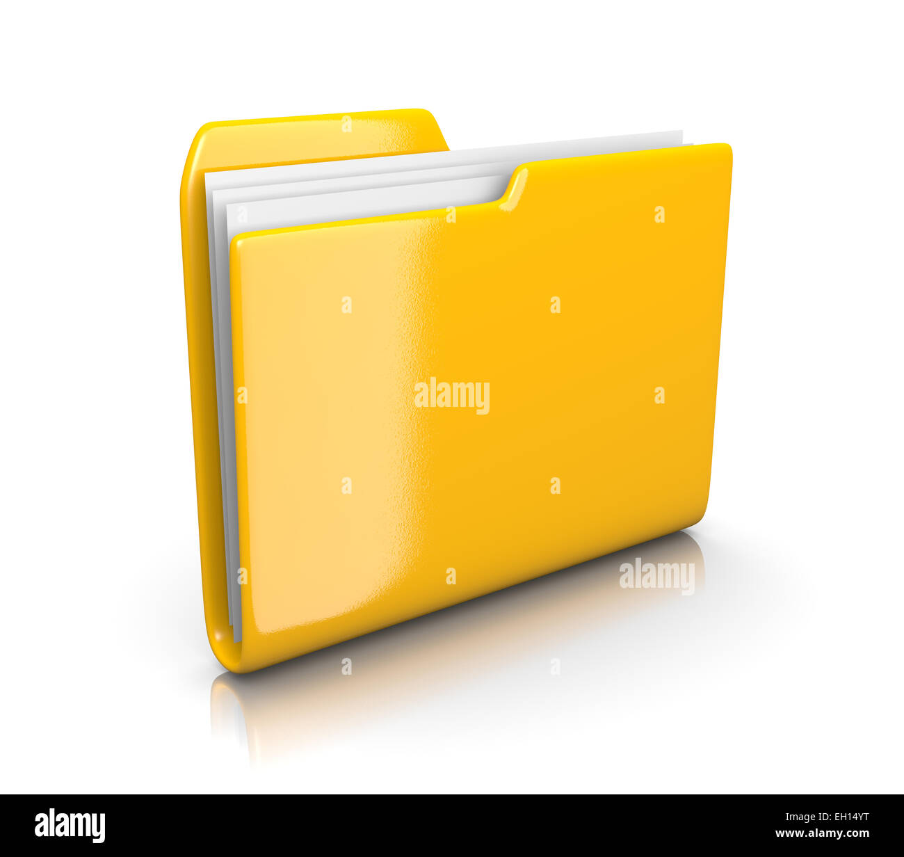 Single Yellow Document Folder on White Background 3D Illustration Stock ...