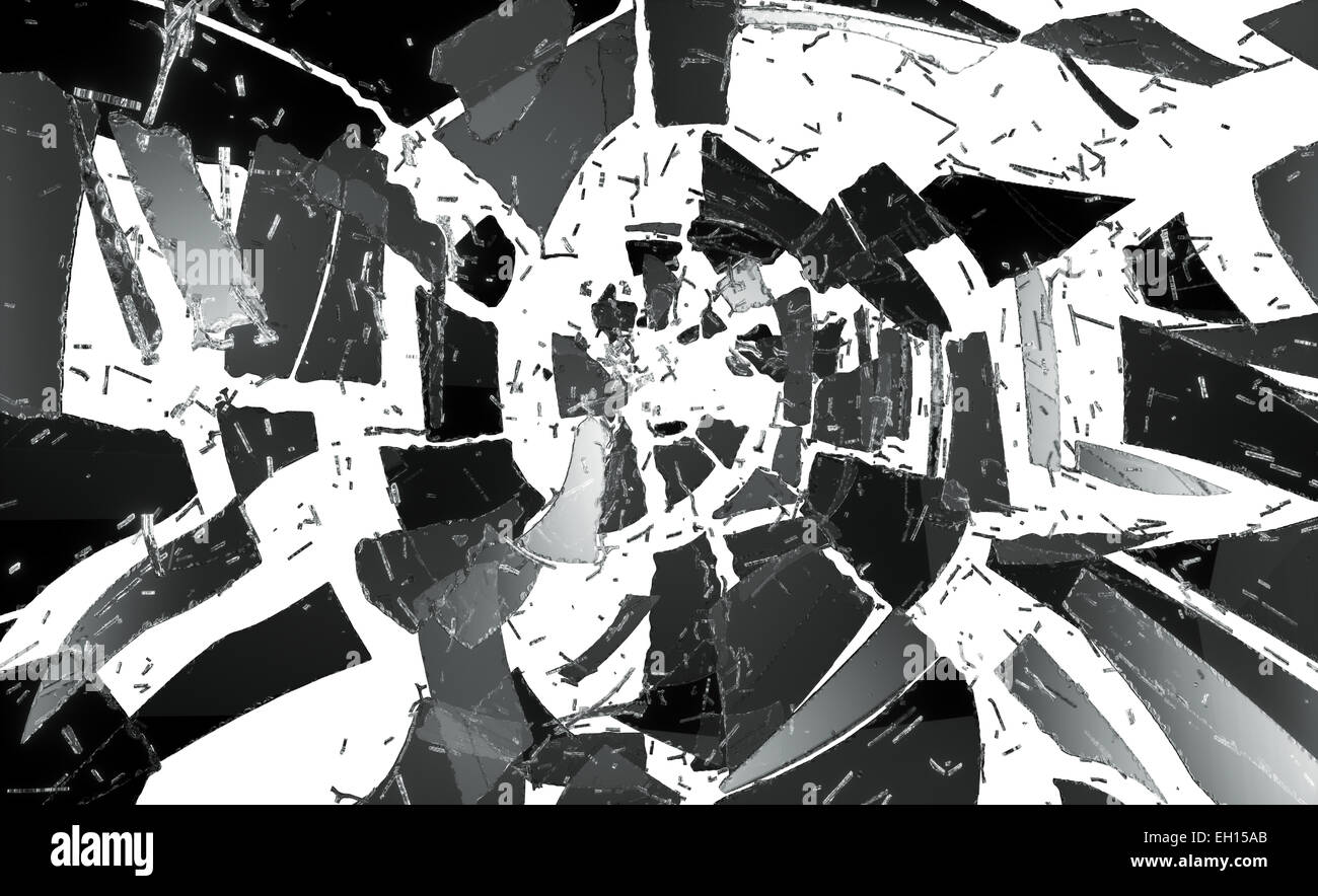 Pieces of demolished or Shattered glass isolated on white Stock Photo ...