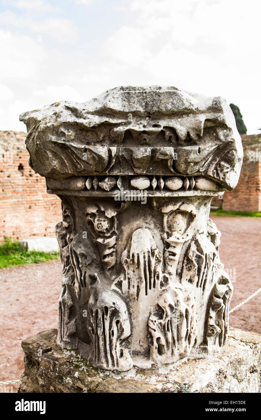 Remains of a column capital at the Flavian Palace (Domus Flavia). Rome ...