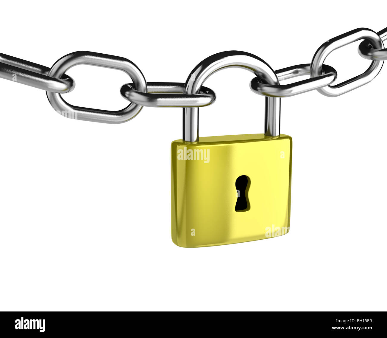 Metal Chain with a Closed Padlock on White Background Stock Photo - Alamy