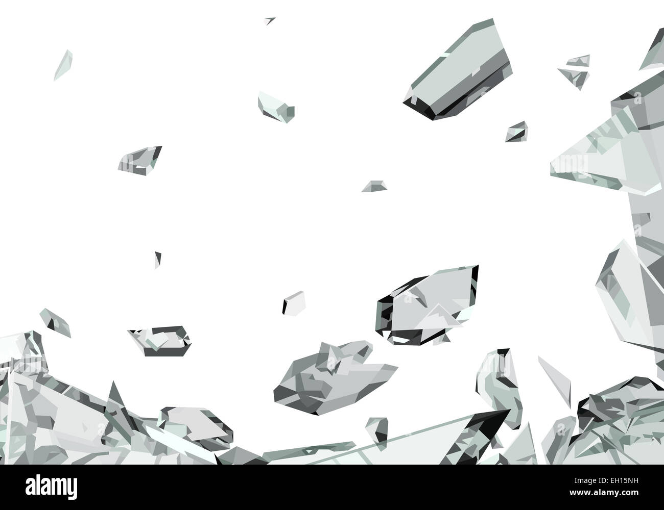 Pieces of demolished or Shattered glass isolated on white Stock Photo ...