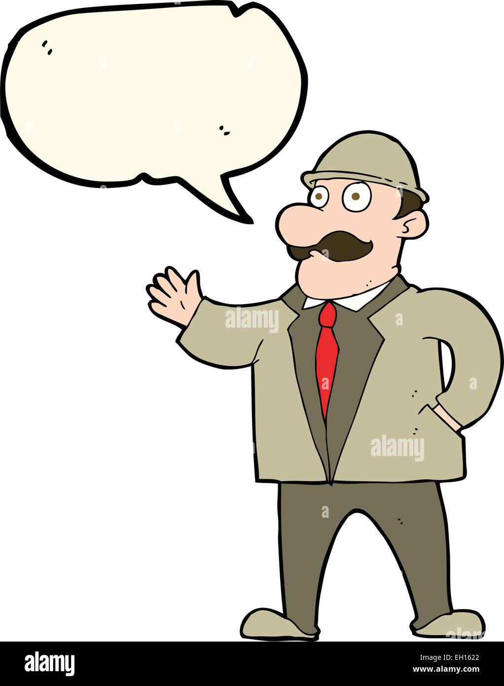 cartoon sensible business man in bowler hat with speech bubble Stock ...