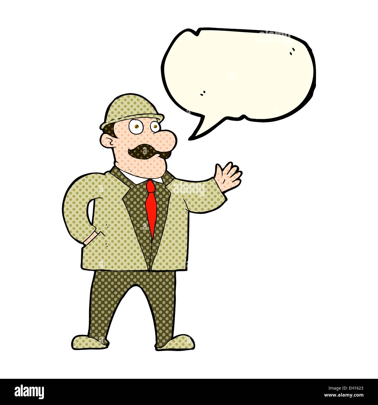 cartoon sensible business man in bowler hat with speech bubble Stock ...