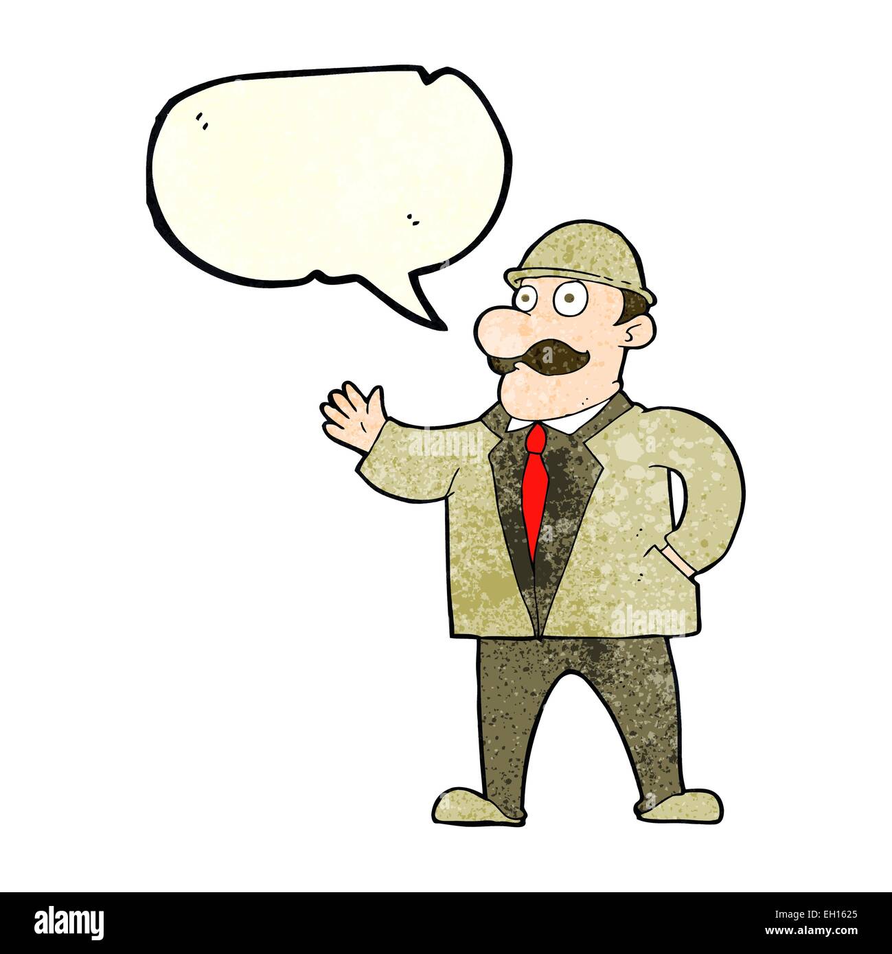 cartoon sensible business man in bowler hat with speech bubble Stock ...
