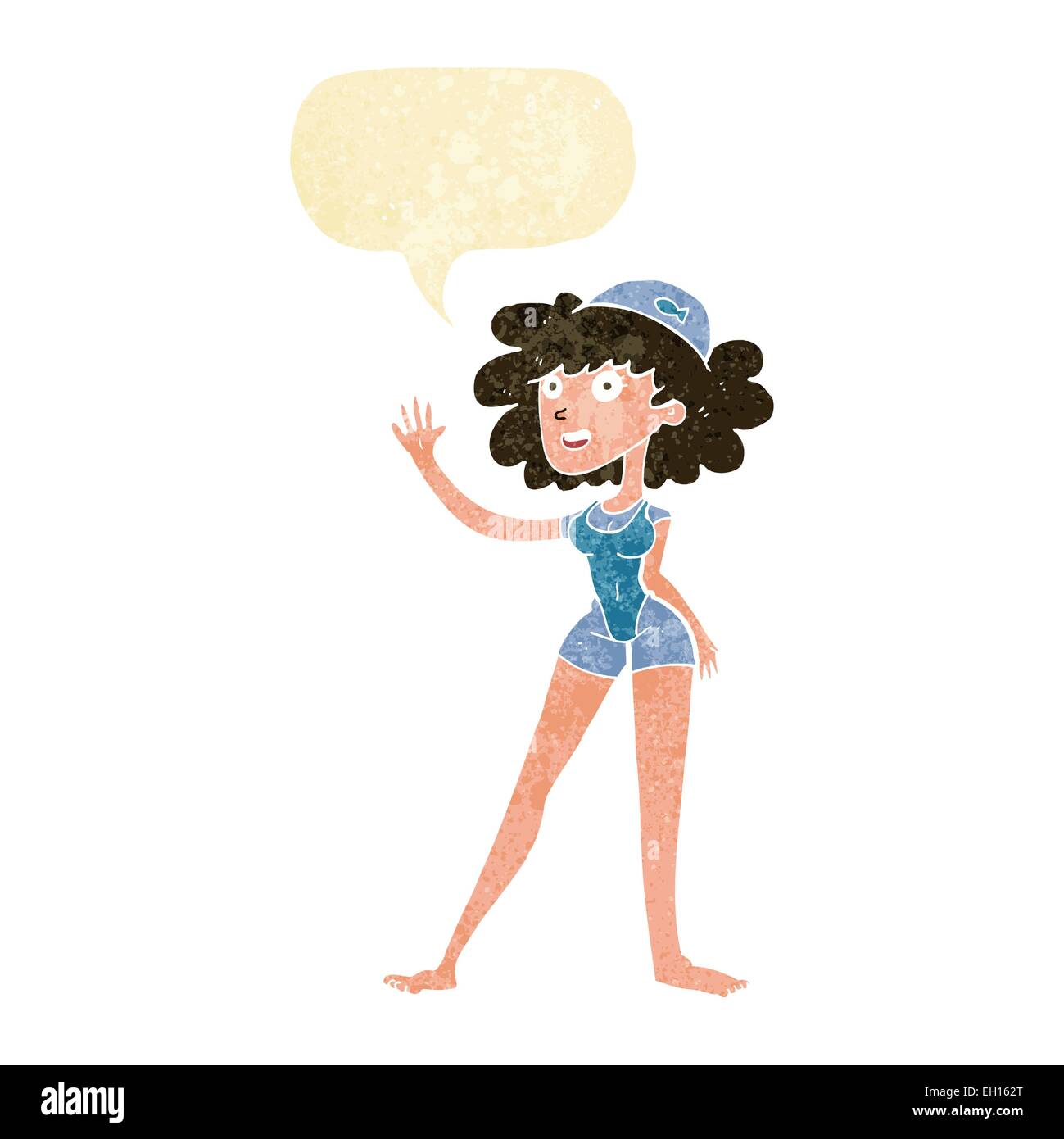 cartoon swimmer woman with speech bubble Stock Vector Image & Art - Alamy