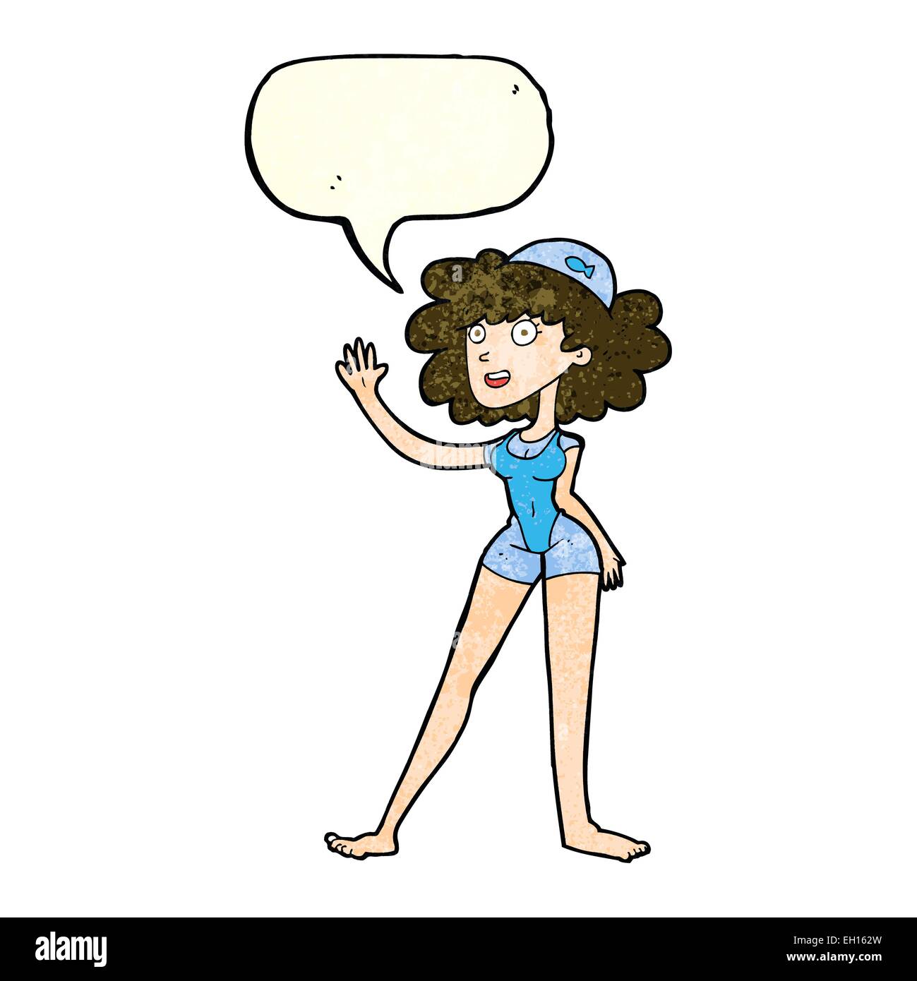 cartoon swimmer woman with speech bubble Stock Vector Image & Art - Alamy