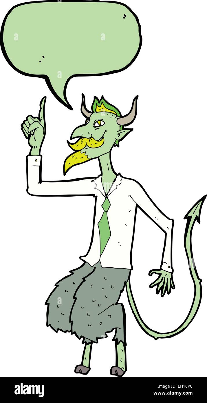 cartoon demon boss in shirt and tie with speech bubble Stock Vector ...