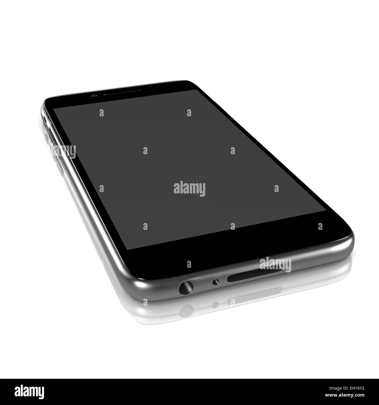 Metallic Smartphone Turned Off with Blank Display on White Background ...