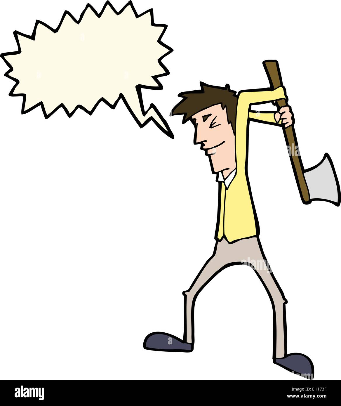 cartoon man swinging axe with speech bubble Stock Vector Image & Art ...