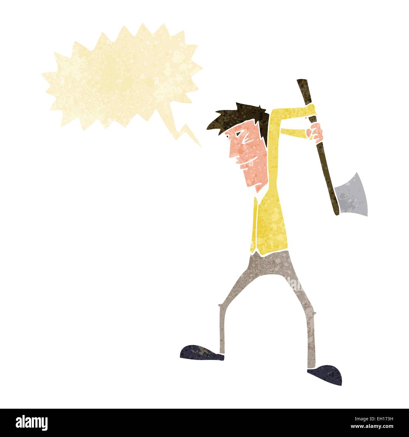 cartoon man swinging axe with speech bubble Stock Vector Image & Art ...