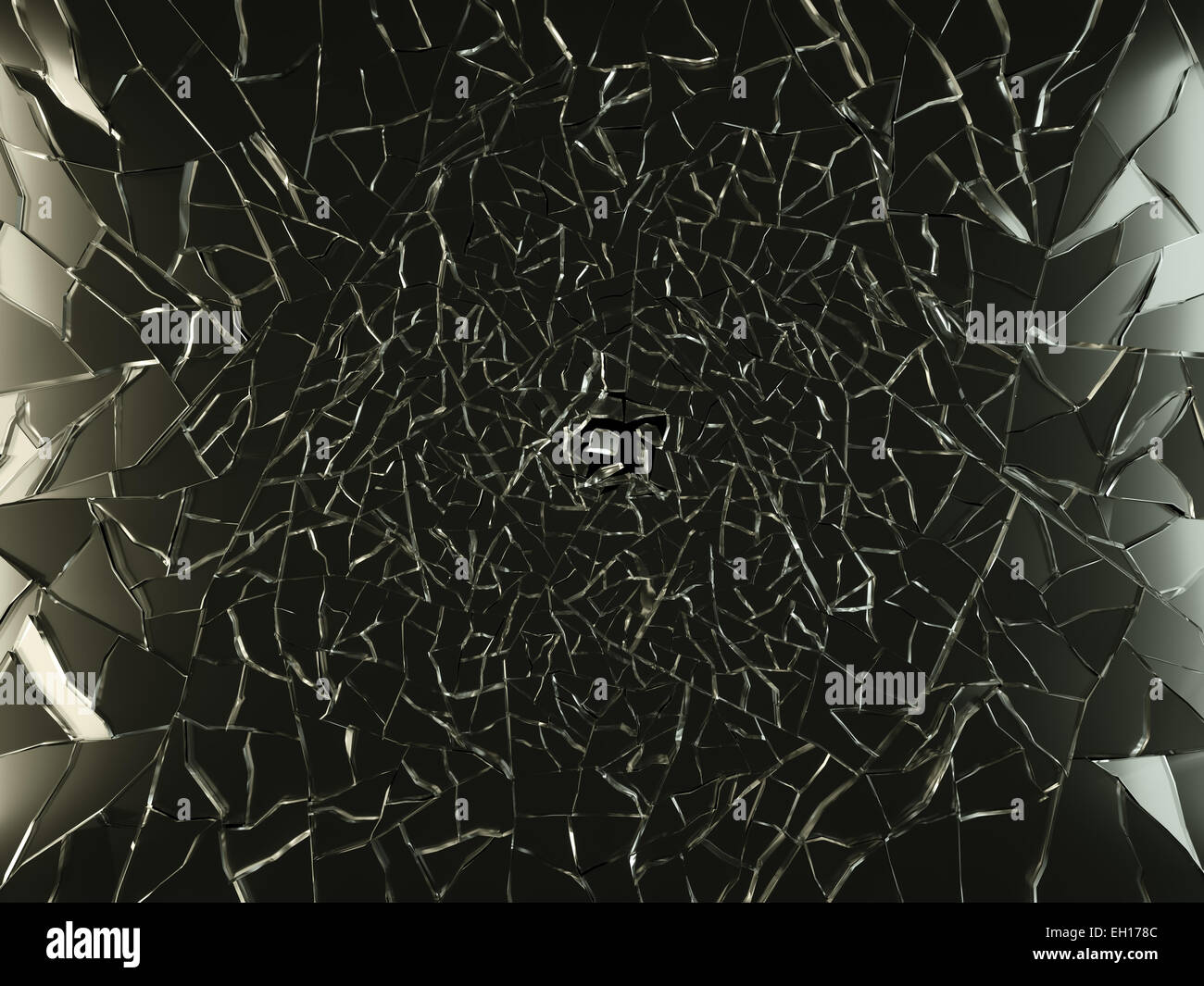 Shattered glass: sharp Pieces over black background Stock Photo - Alamy