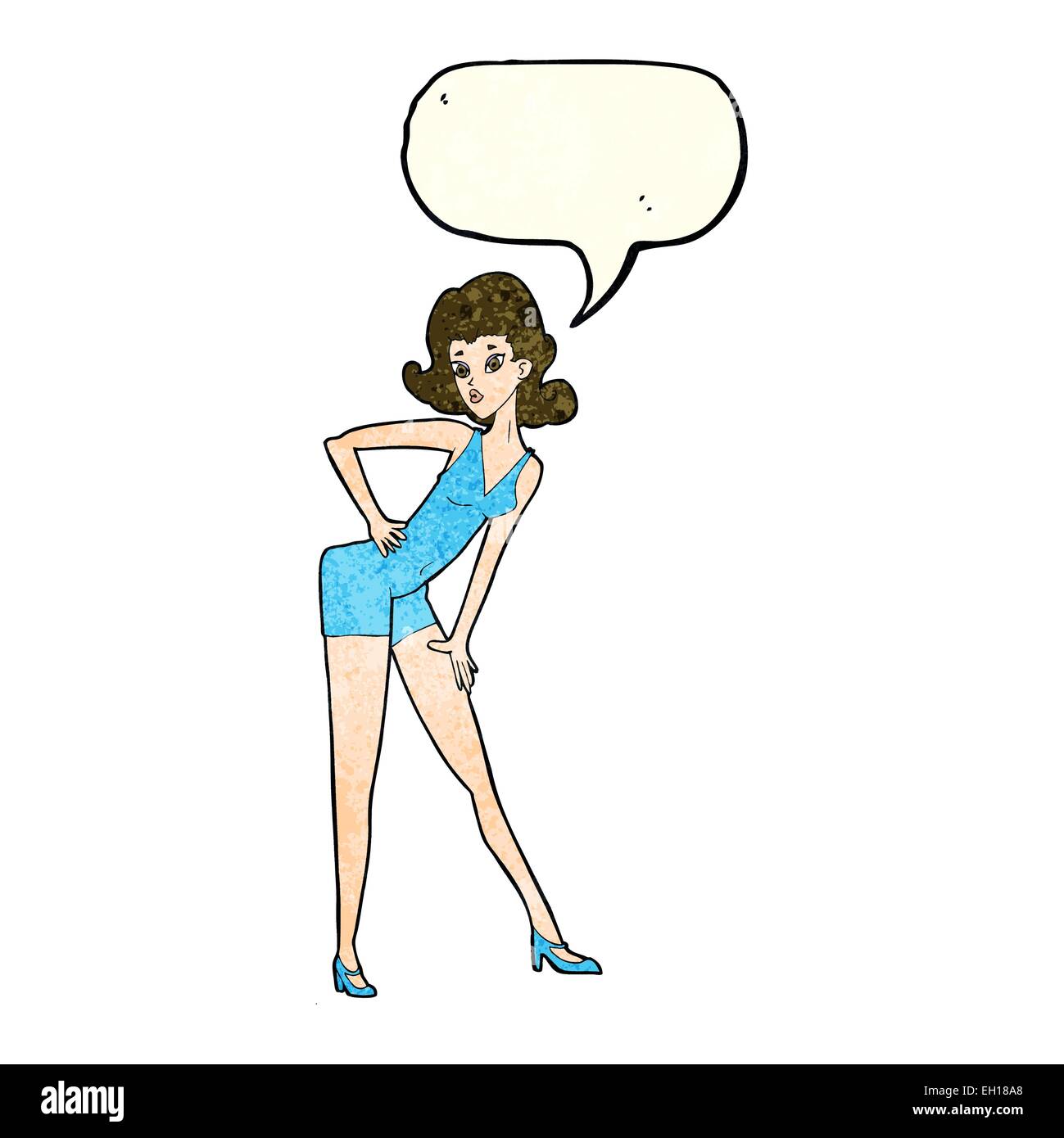 cartoon model woman posing with speech bubble Stock Vector Image & Art ...
