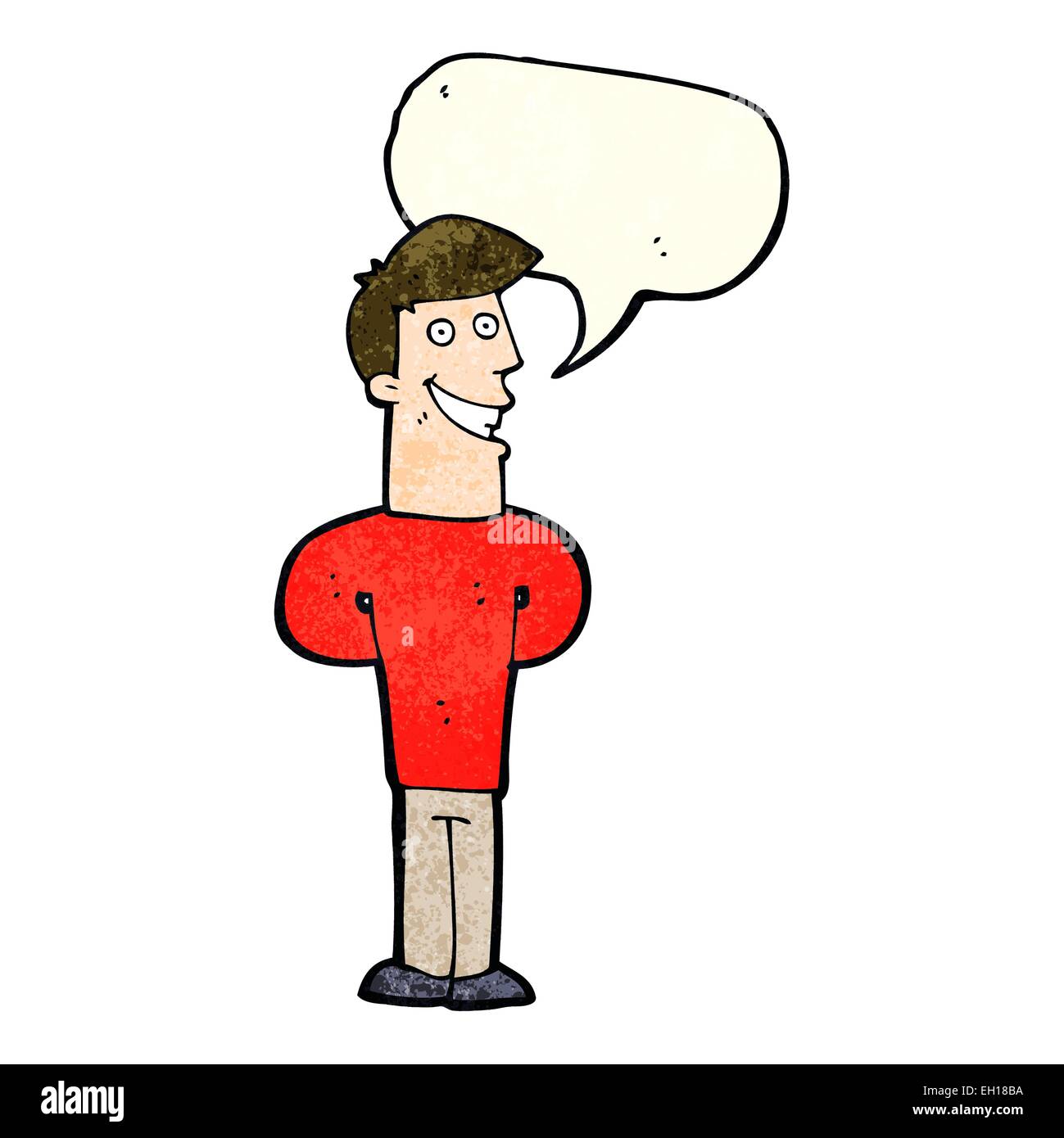 cartoon grinning man with speech bubble Stock Vector Image & Art - Alamy