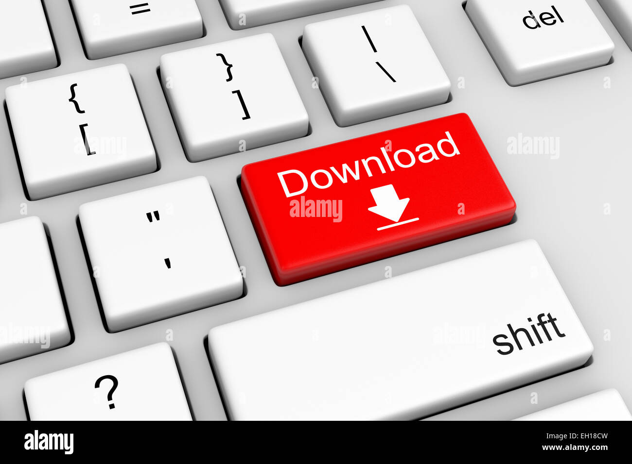 Computer Keyboard with Red Download Button Illustration Stock Photo - Alamy