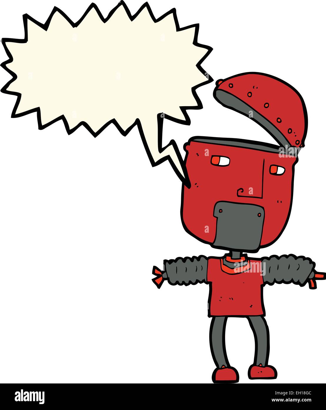 funny cartoon robot with open head with speech bubble Stock Vector ...