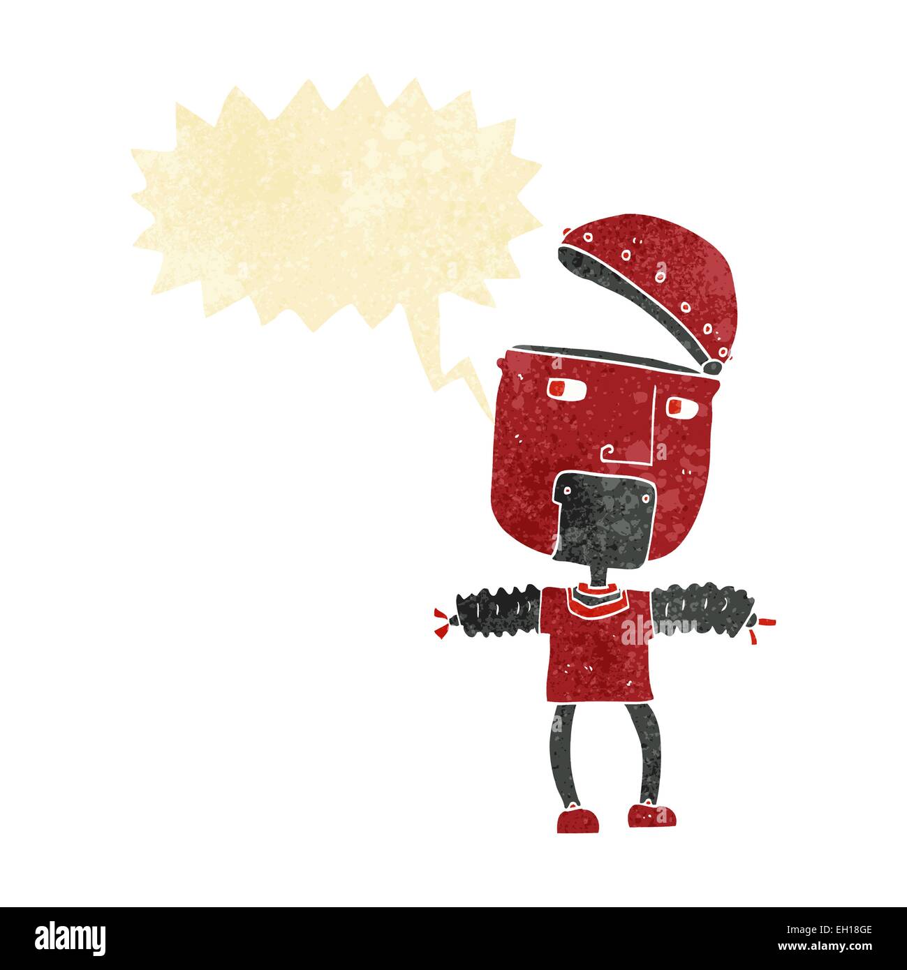 funny cartoon robot with open head with speech bubble Stock Vector ...