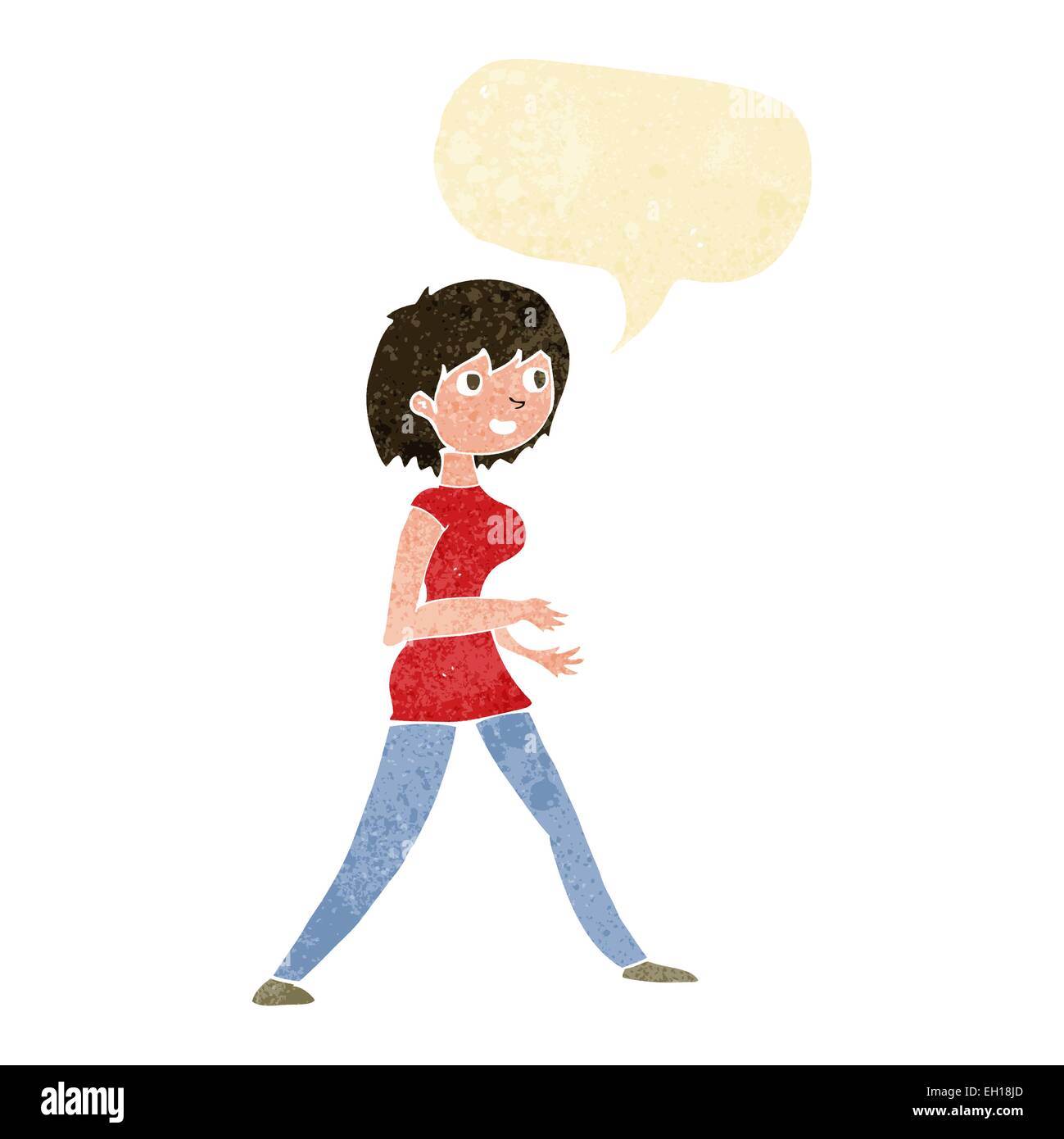 cartoon woman walking with speech bubble Stock Vector Image & Art - Alamy
