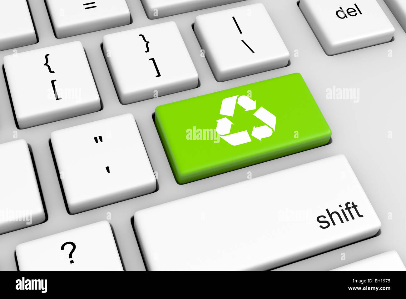 Computer Keyboard with Recycle Sign Green Button Illustration Stock ...