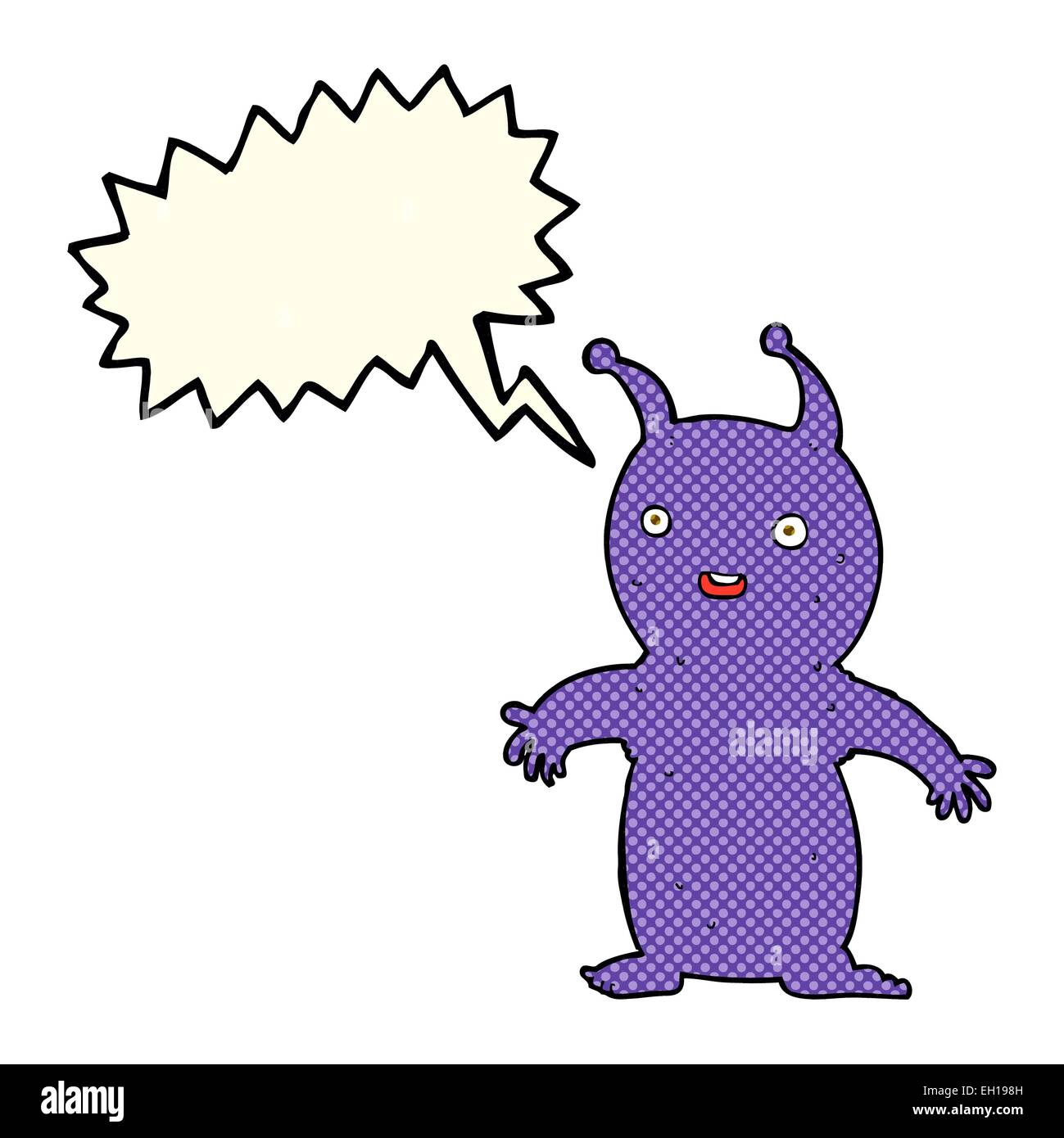 cartoon happy little alien with speech bubble Stock Vector Image & Art ...