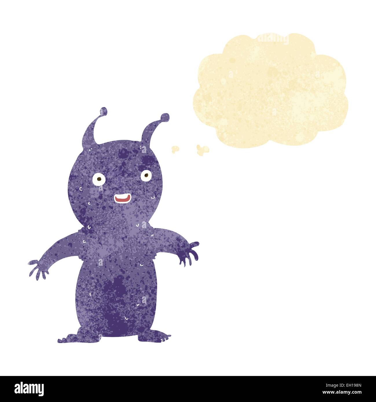 cartoon happy little alien with thought bubble Stock Vector Image & Art ...
