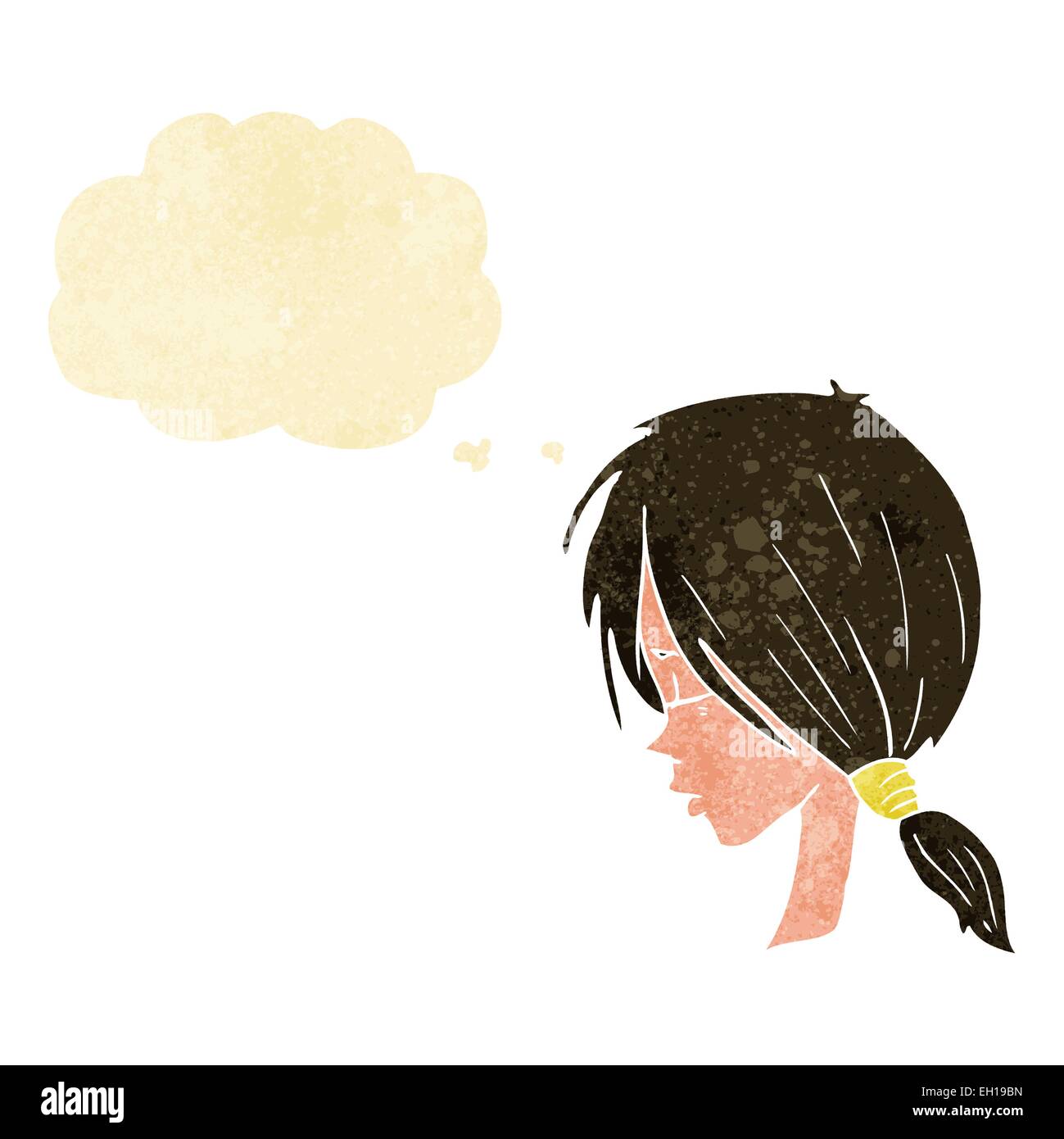 cartoon girl looking thoughtful with thought bubble Stock Vector Image ...