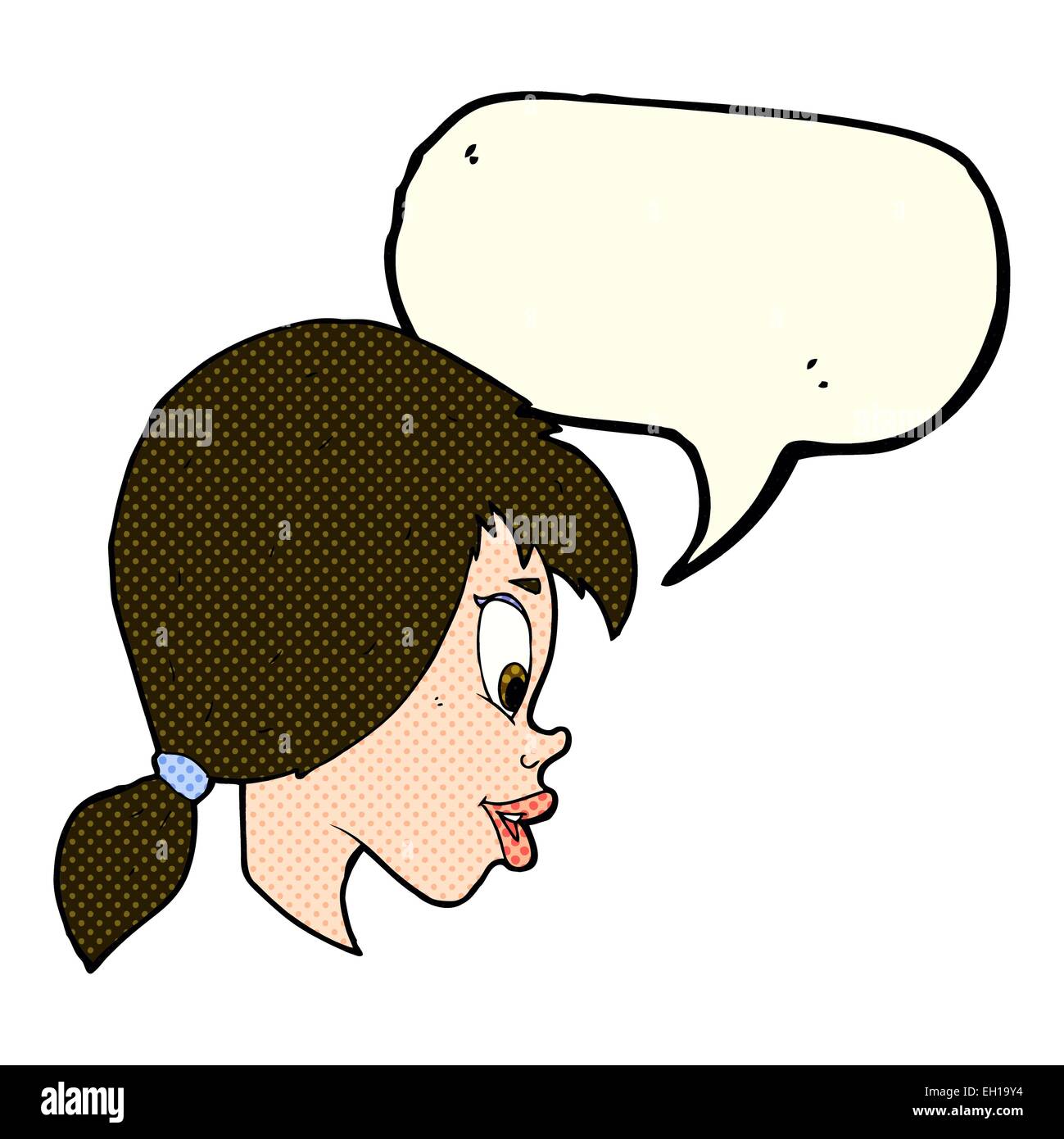 cartoon pretty female face with speech bubble Stock Vector Image & Art ...
