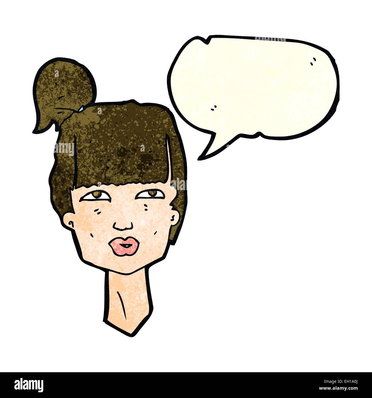 cartoon female head with speech bubble Stock Vector Image & Art - Alamy