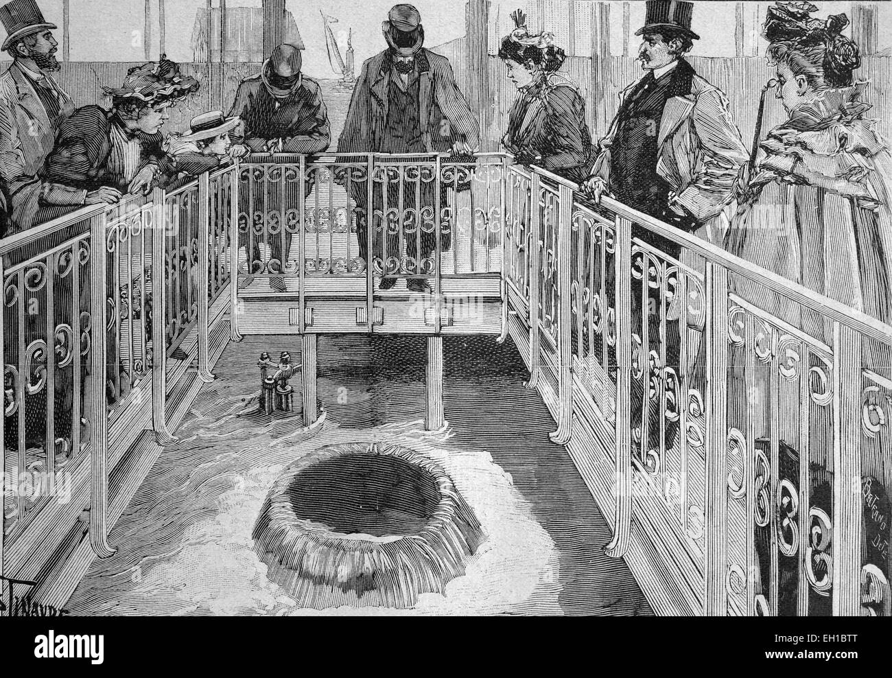 Inauguration of the new water supply line, Paris, France, historical ...