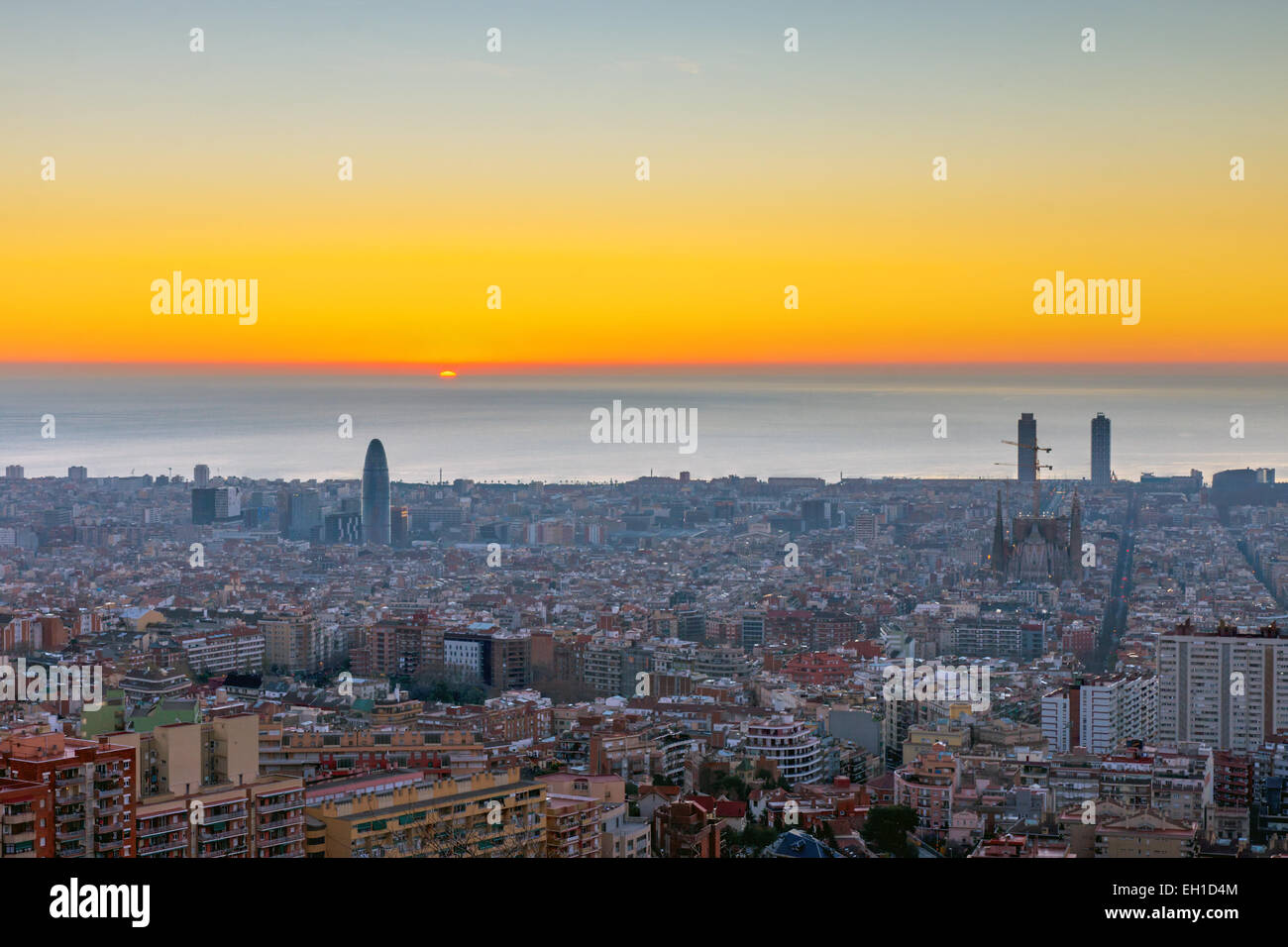 Sunrise in Barcelona Stock Photo - Alamy