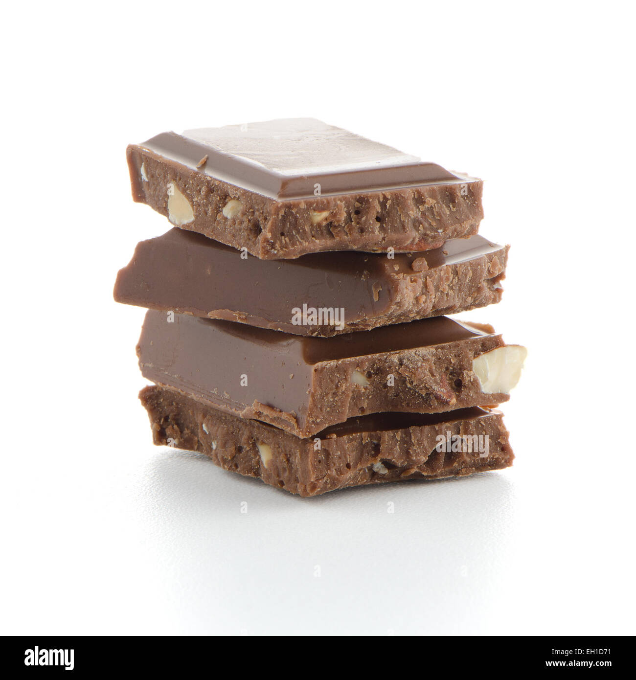 Closeup detail of chocolate parts on white background Stock Photo - Alamy