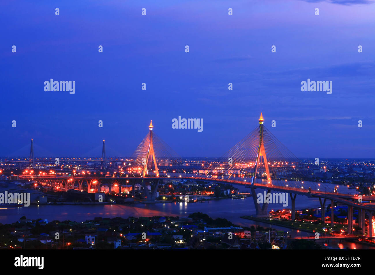 Bhumibol Bridge in Thailand, also known as the Industrial Ring Bridge ...