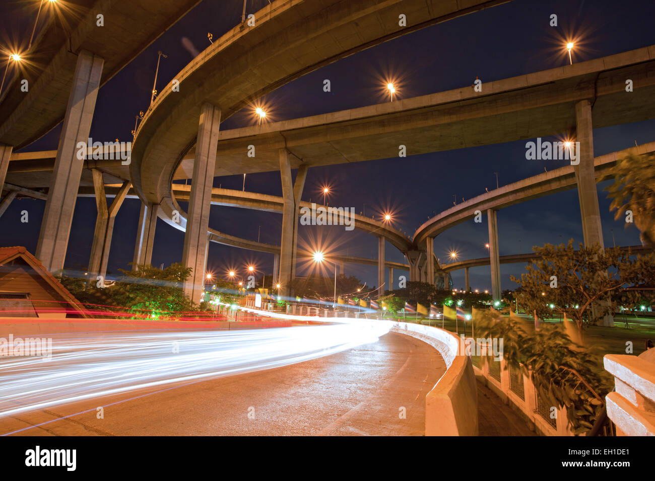 Architecture of Mega Bhumibol Industrial Ring Bridge at dusk in ...