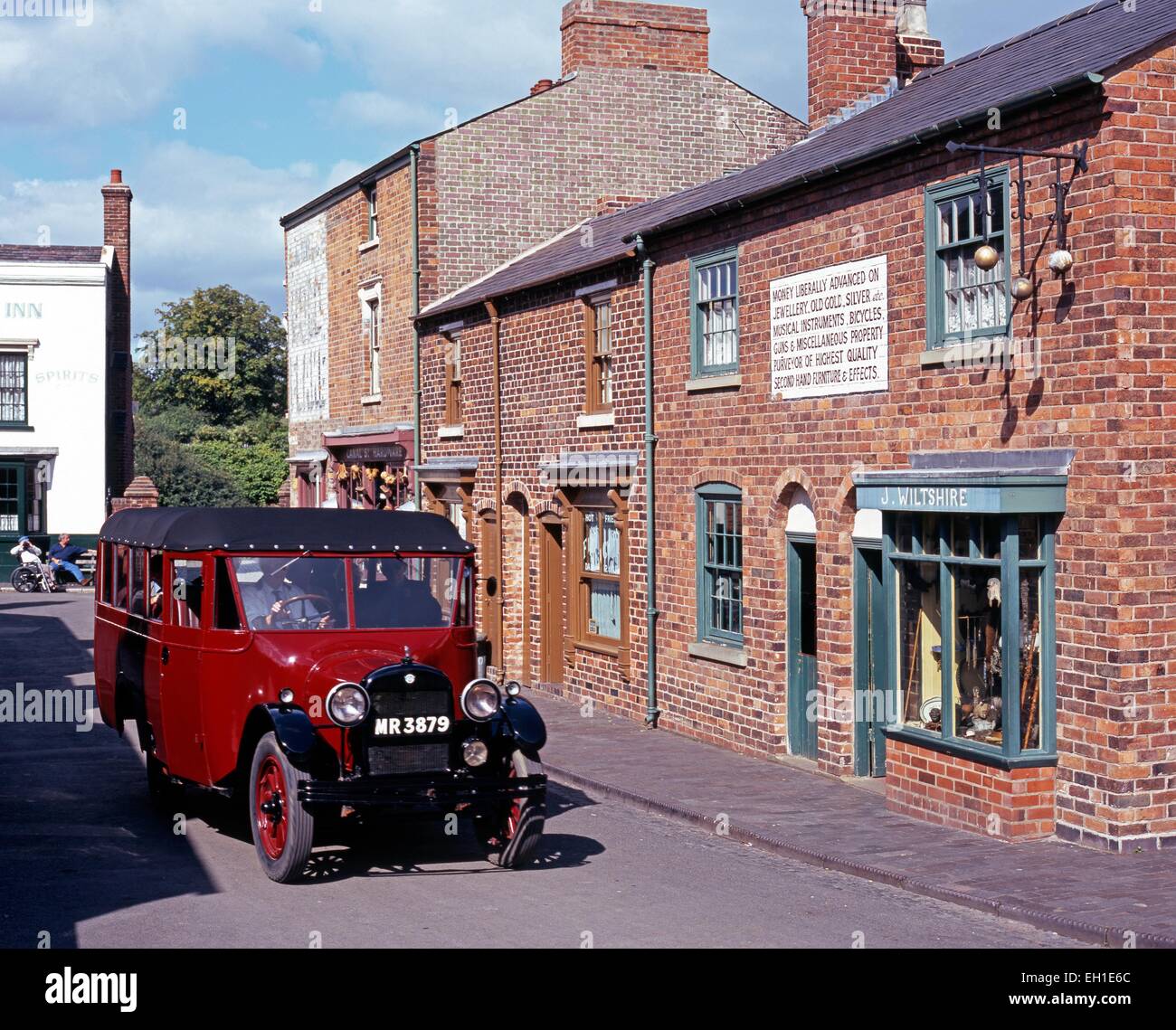 Vintage bus along the main Victorian village street at the Black ...