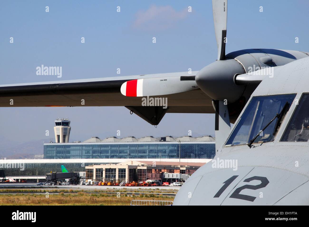 CASA 212 Military small transport plane at the second airshow at Malaga ...