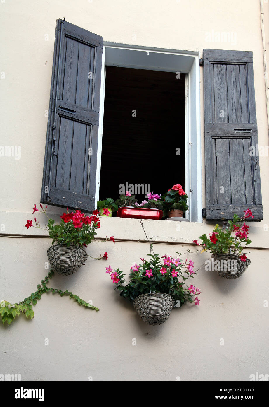 Faded blue french shutters hi-res stock photography and images - Alamy