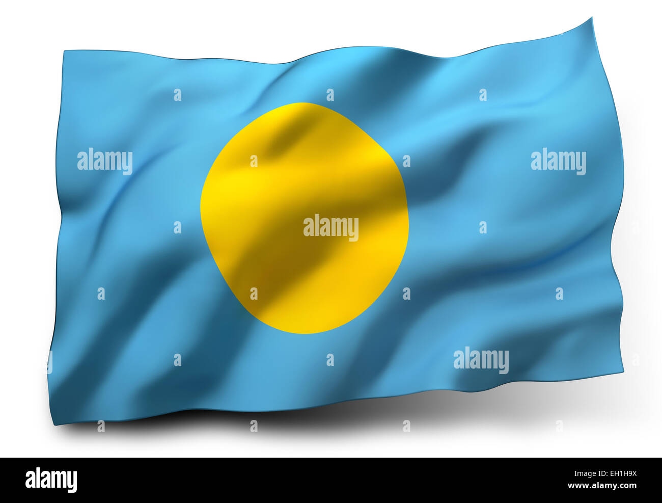 Waving flag of Palau isolated on white background Stock Photo - Alamy