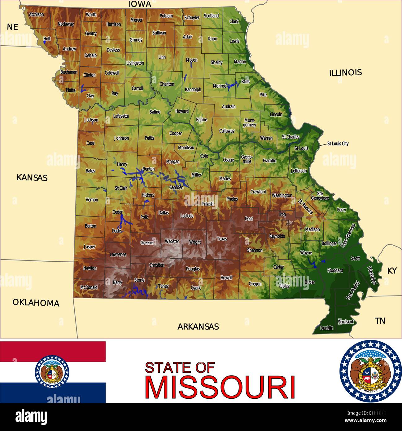 Oklahoma Counties Map High Resolution Stock Photography and Images - Alamy