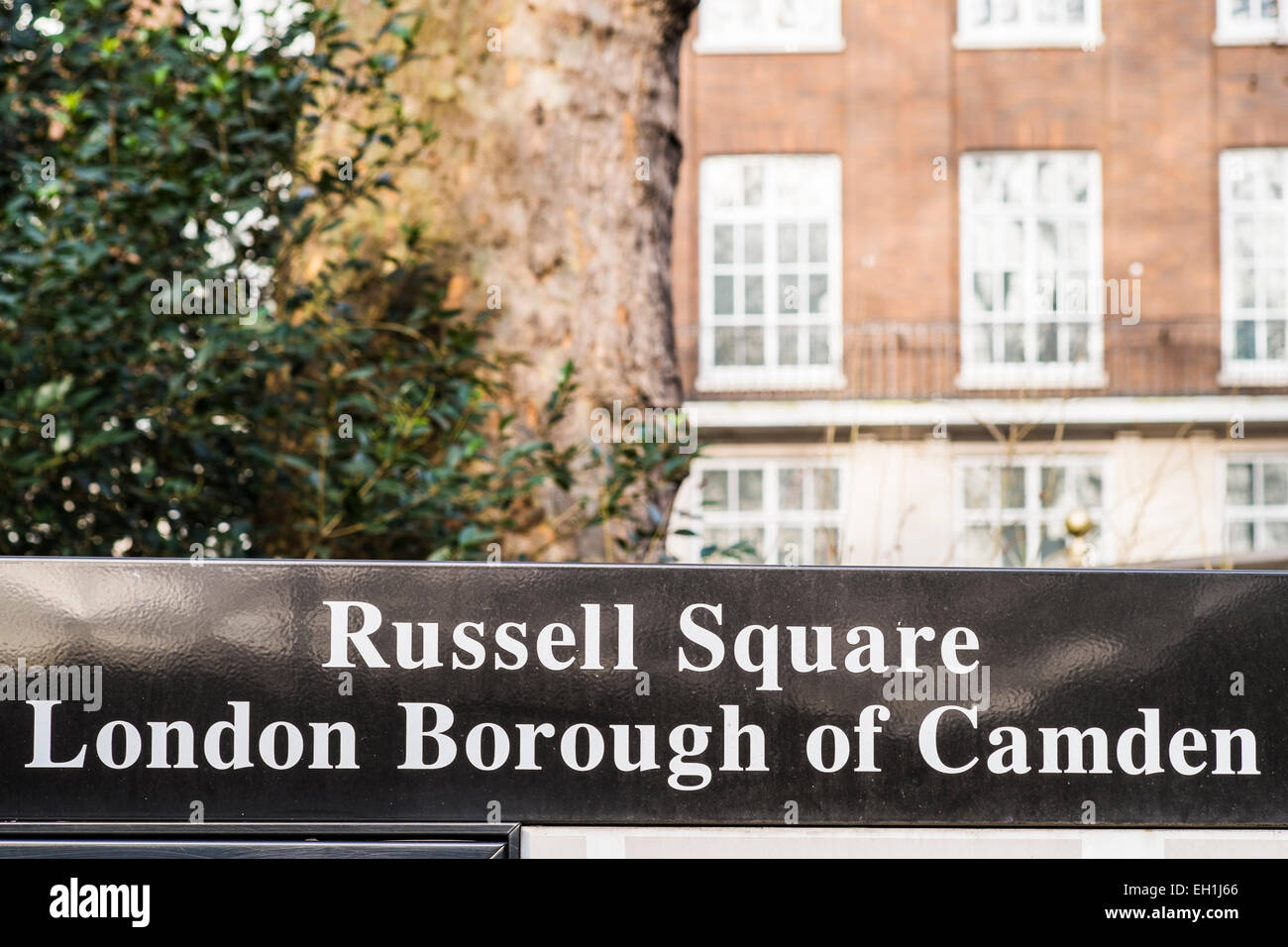 Russell Square garden sign - London Stock Photo - Alamy
