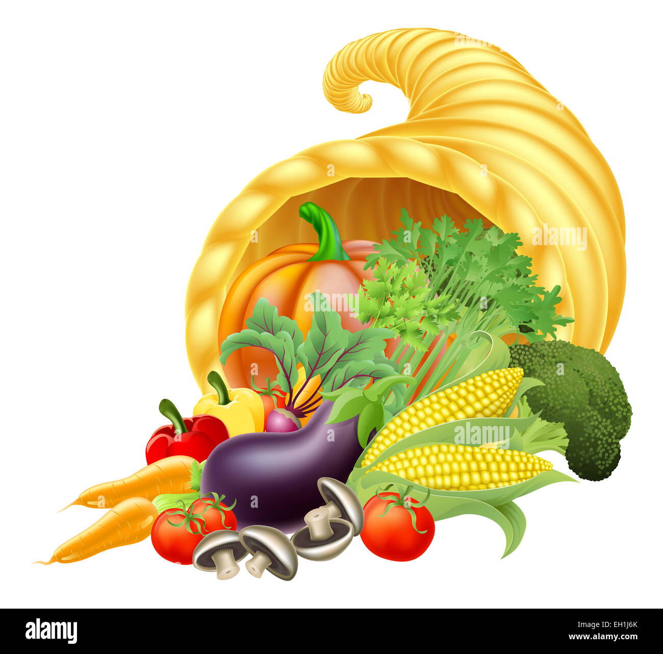 Thanks giving or harvest festival Cornucopia golden horn of plenty or ...