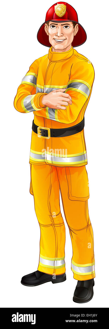 Cartoon firefighter man smiling High Resolution Stock Photography and ...