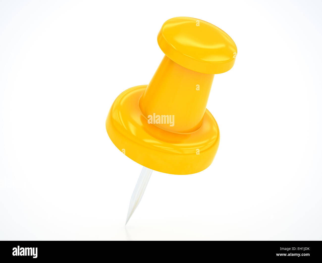 yellow pushpin on a white background Stock Photo - Alamy