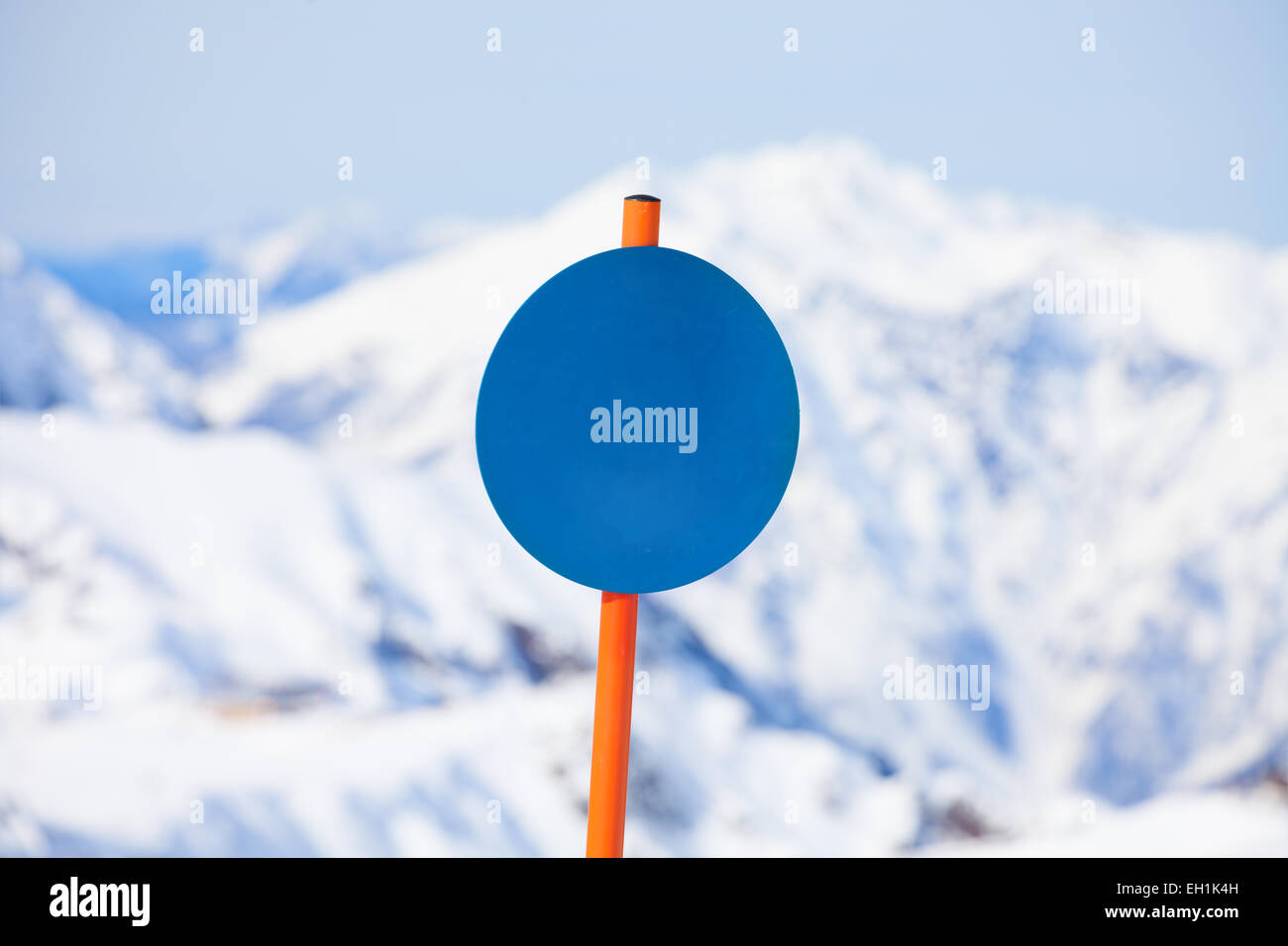 Close-up of round shaped attention sign in winter Stock Photo - Alamy