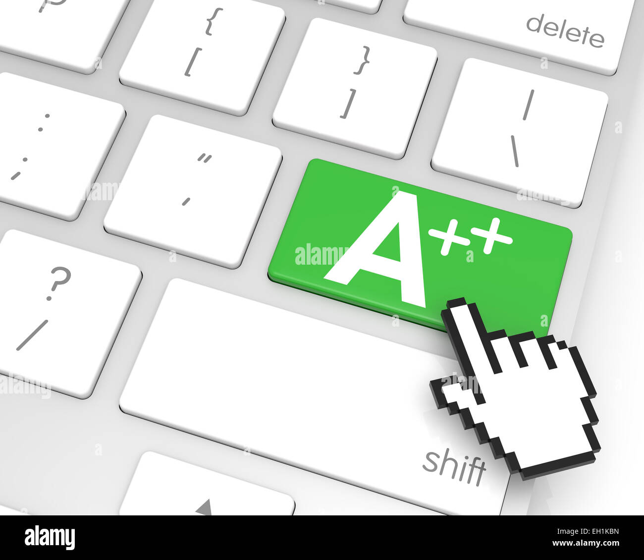 A++ enter key with hand cursor. 3D rendering Stock Photo - Alamy