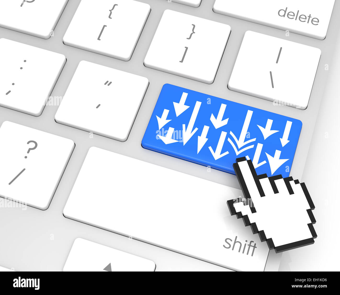 Arrow enter key with hand cursor. 3D rendering Stock Photo - Alamy