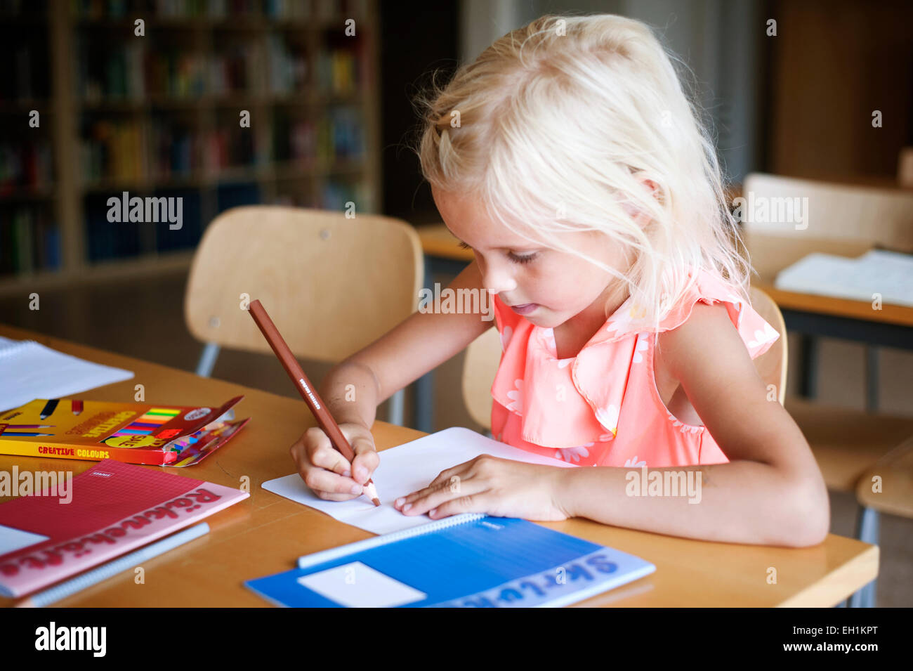 Girl Drawing In Class at Karla Trent blog
